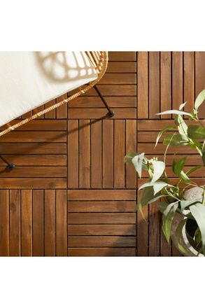 ambia GARDEN Terrassenfliese 10-teilig, Schwarz, Dunkelbraun, Holz, Kunststoff, Akazie, massiv, 30x2.4x30 cm, FSC, Gartenzubeh&ouml;r, Terrassen- & Balkonb&ouml;den