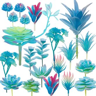 NA Woohome NA 20 Stück Sukkulenten Künstlich Blau Künstliche Sukkulenten Blumen Pflanzen Unfotted Faux Blume Sukkulenten, Gelegentliche Künstliche Sukkul