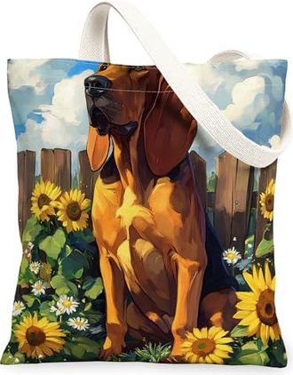 Generic Sac fourre-tout en toile motif chien l&eacute;vrier printanier 33 x 38,1 cm, sac d&eacute;picerie r&eacute;utilisable pour femme, ferme, animal domestique, plage, peinture