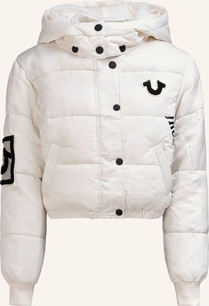 True Religion Cropped-Puffer-Jacke weiss