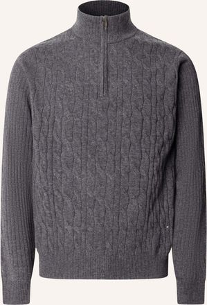 Hackett Pullover Lambswool Cable Hzip grau