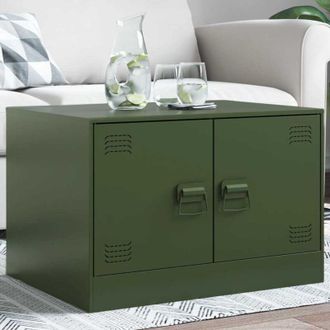 vidaXL Table basse vert olive 67x50x44 cm acier - Vidaxl