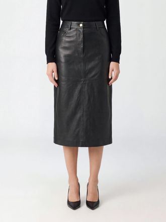 Max Mara S Max Mara Jupe crayon midi en cuir dagneau lisse &agrave; taille haute