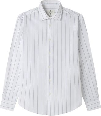 Springfield Herren Daily Stripe Popelin Shirt Gestreiftes Hemd, blau, M