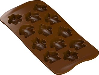 Silikomart | SCG30 Silikonform für EASTER FRIENDS Pralinen, Antihaft, 12 Pralinen, Packung mit 1 Form für Süßigkeiten, Easy Choc, 34 x 34 mm, h 18 mm, Made in It