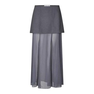 Sams&oslash;e & Sams&oslash;e Femme, Jupes, Bleu, Taille: 40 FR Jupe Maxi Superpos&eacute;e