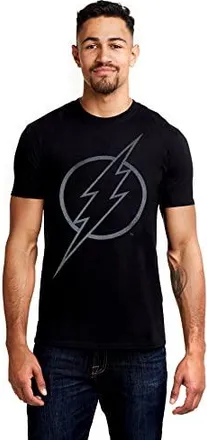 DC Comics T-Shirt avec Logo Flash Line pour Homme, Noir, Taille L