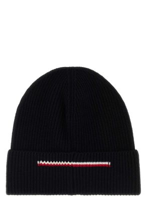 Moncler HAT Virgin Wool Ribbed Beanie - Black