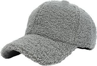 Generic Casquette Baseball en Fausse Laine dagneau pour Hommes Femmes Teddy Fleece Sports Hats Warm Winter Outdoor Travel (Grey, One Size)