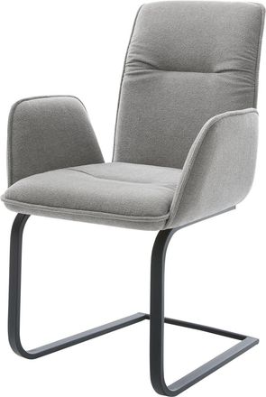 DELIFE Schwingstuhl Vinja-Flex Freischwinger flach Schwarz Strukturstoff Soft Grau