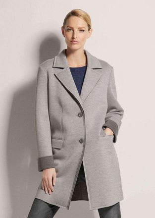 Madeleine Outdoorjacke Modische Longjacke aus Baumwollmix Uni-Design mit Reverskragen und offener Kantenverarbeitung