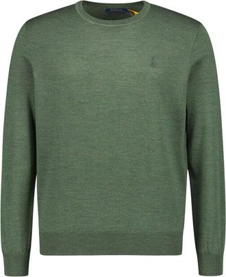 Polo Ralph Lauren Herren Pullover gr&uuml;n Merinowolle unifarben
