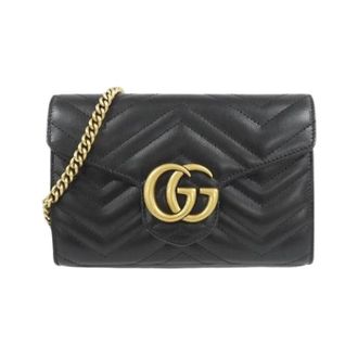 Gucci Sac bandouli&egrave;re matelass&eacute; en cuir GG Marmont Pre-owned - Femme - Pre-owned - Noir - Taille: ONE Size