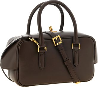 Balenciaga Lambskin Leather Top Handle Bag - Brown