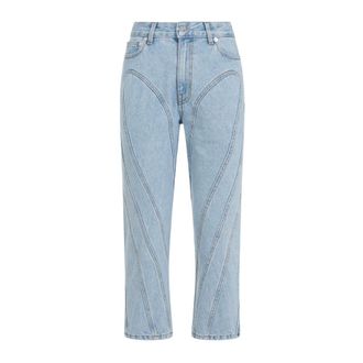 MUGLER Femme, Jeans, Bleu, Taille: 38 FR Jean en Coton Bleu Clair