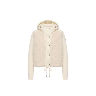 Moncler Moncler Cardigan Zipp&eacute; Matelass&eacute; En Laine Et Cachemire M&eacute;lang&eacute;s, Femme, Blanc, Taille: Xs