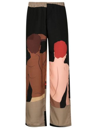 Amir Slama chemise en soie à imprimé graphique - Noir