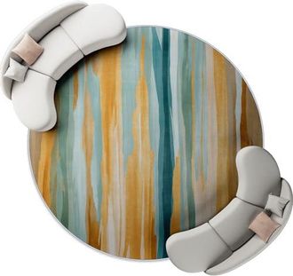 Generic Brun Tapis Rond Lavable, Motif Abstrait Art D&eacute;co Rayures pour Enfants Salon Chambre &agrave; Coucher Salle &agrave; Manger ou Salle de Jeux Tapis Doux et Moelleux, 