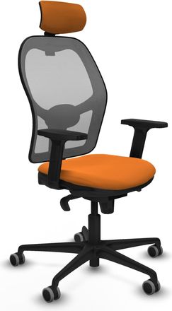 Piqueras y Crespo B&uuml;rostuhl mit 2D-Armen, h&ouml;henverstellbarer Lendenwirbelst&uuml;tze und h&ouml;henverstellbarem Kopfteil, Grau/Orange