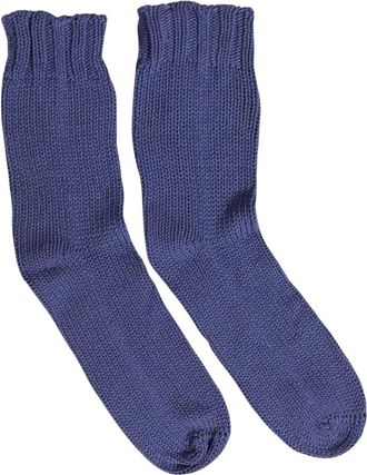 Dolce & Gabbana Chaussettes mi-mollet c&ocirc;tel&eacute;es en coton - Homme - Sous-v&ecirc;tements - Bleu - Taille: ONE Size