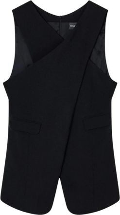 Emporio Armani Femme, Tops, Noir, Taille: 42 FR Haut Crois&eacute; en Tissu Stretch Sabl&eacute;