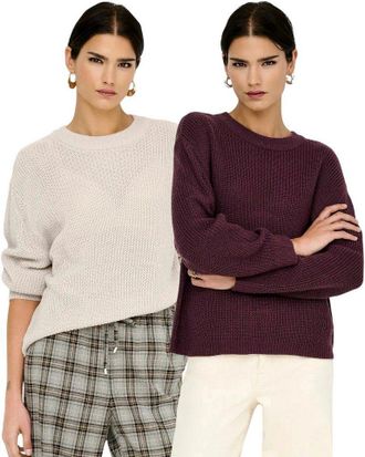 Only Strickpullover (2er-Pack) weicher Damen Pullover in Rippstrick
