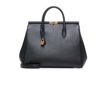 Dolce & Gabbana Schwarze Ledertasche mit Schloss - - Bags - Damen - Schwarzk - ONE SIZE
