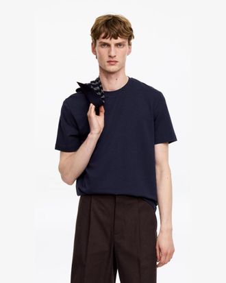Arket Interlock-T-Shirt Mit Normaler Passform -Blau