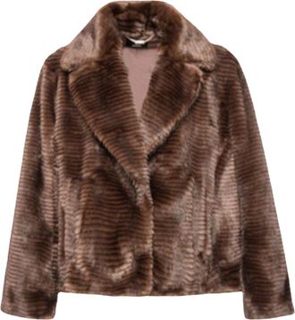 Fracomina Veste Courte en Fausse Fourrure - Femme - Vestes - Brun - Taille: 40 FR