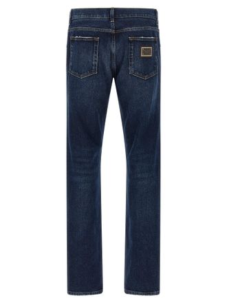 Dolce & Gabbana Mens Blue Cotton Straight-Leg Jeans Clothing