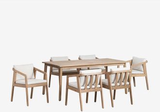 Sklum Sklum - Rechteckiges Tischset 180x90 cm und 6 Esszimmerst&uuml;hle aus Akazienholz Kaela Helles Akazienbraun