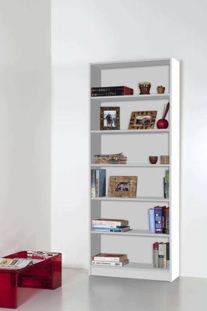 Dmora B&uuml;cherregal Sibuyan, B&uuml;roregal, Mobiler Buchhalter, Bibliothek, Made in Italy, 80x28h201 cm, Wei&szlig;