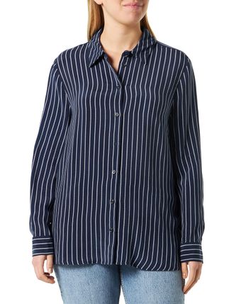 Tommy Hilfiger Damen Bluse Cupro Rope Hemdbluse, Blau (Rope Stripes/Carbon Navy/White), 38
