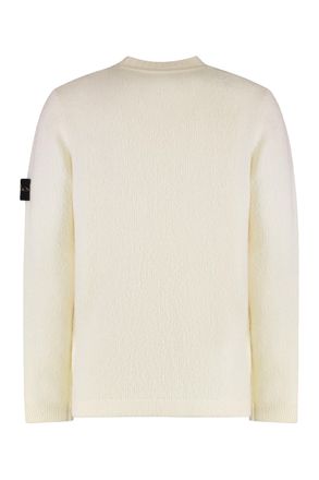 Stone Island Mens Sweater With Brushed Texture White Wool Sweatshirts