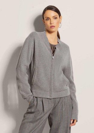 Madeleine Strickjacke Sportiver Strick-Blouson mit Rei&szlig;verschluss Eleganter Blouson mit Stehkragen und Zipper, Langarm