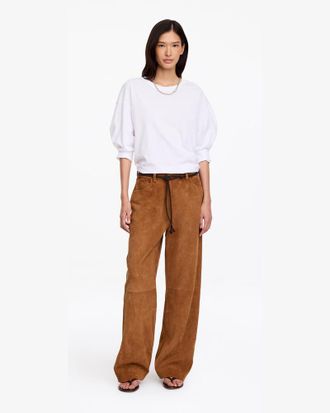 Arket Lockere Velourslederhose -Gelb