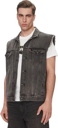 Levi's Homme, Vestes, Gris, Taille: XL Gilet Trucker D&eacute;contract&eacute;