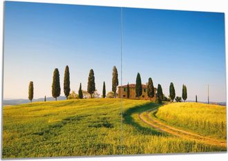 Wallario Herdabdeckplatte/Spritzschutz aus Glas, 2-teilig, 80x52cm mit 13 mm hohen F&uuml;&szlig;en, f&uuml;r Ceran- und Induktionsherde, Villa in der Toskana