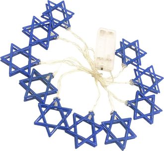 Cabilock Led Lichterkette Six-pointed Star Mit Leds Batteriebetrieben Hanukkah Party Dekoration Innen Außen Blaues Hexagramm Für Chanukka Garten Wohnzimmer Lan