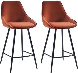 Vente-Unique Barhocker 2er-Set - Samt - Terracotta - MASURIE