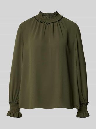 Marc Cain Regular Fit Bluse mit Stehkragen und Smok-Details