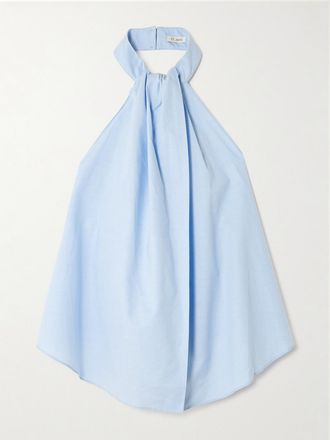 St.Agni Haut Dos Nu En Popeline De Coton Biologique À Fronces - Bleu