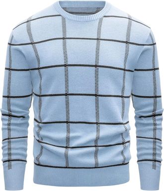 Magcomsen Herren Pullover Basic Sweatshirt Bequem Pulli Warm Winterpullover Gestrickt Strickpullover f&uuml;r Dating, Hellblau, 2XL