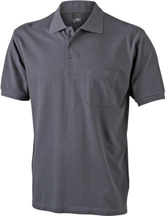 James & Nicholson Klassisches Poloshirt mit Brusttasche (XXL, Graphite)