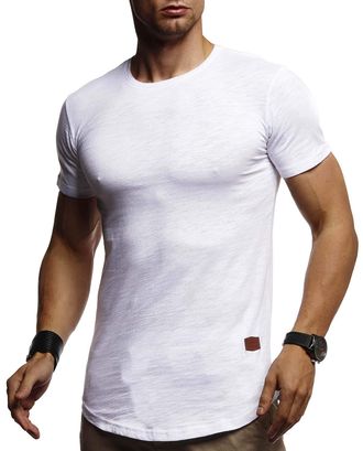 LEIF NELSON Herren Sommer T-Shirt Rundhals-Ausschnitt (Weiß, Größe M), Regular Fit 100% Baumwolle, Casual Basic Männer T-Shirt Kurzarm