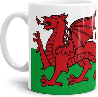 Tassendruck Flaggen-Tasse/Souvenir/Urlaub/Länder-Fahne/Kaffetasse/Mug/Cup - (Wales, Normal)