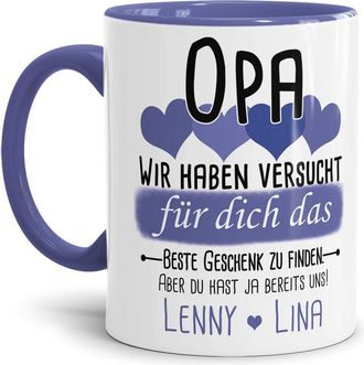 Tassendruck Geschenk Tasse mit Spruch PERSONALISIERT - Bestes Geschenk für Opa von Enkelkindern - Kaffee-Tasse/Geschenkidee Geburtstag Vatertag/Vatertagsgeschenk 