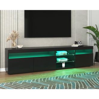 Merax Merax - Schwarz moderner TV-Schrank, helles Panel, variable LED-Beleuchtung, Wohn- und Esszimmer 180cm