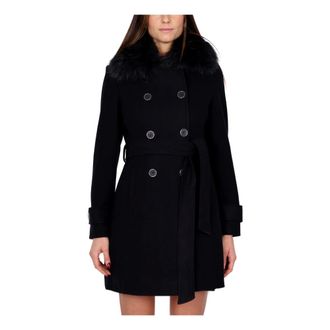 Kocca Femme, Manteaux, Noir, Taille: 42 FR Manteau court crois&eacute; avec ceinture