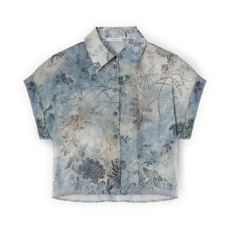 Motivi Cropped Hemd aus Baumwollmusselin - - Blouses & Shirts - Damen - Blau - S